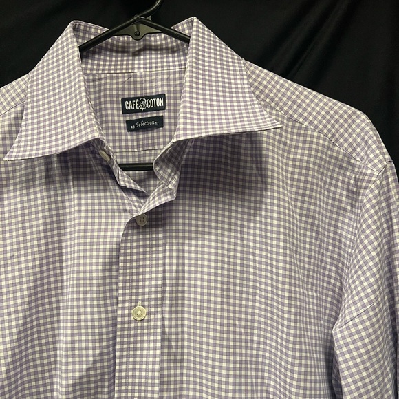 Cafe Coton | Shirts | Cafe Coton Violet Gingham Cuff Shirt | Poshmark